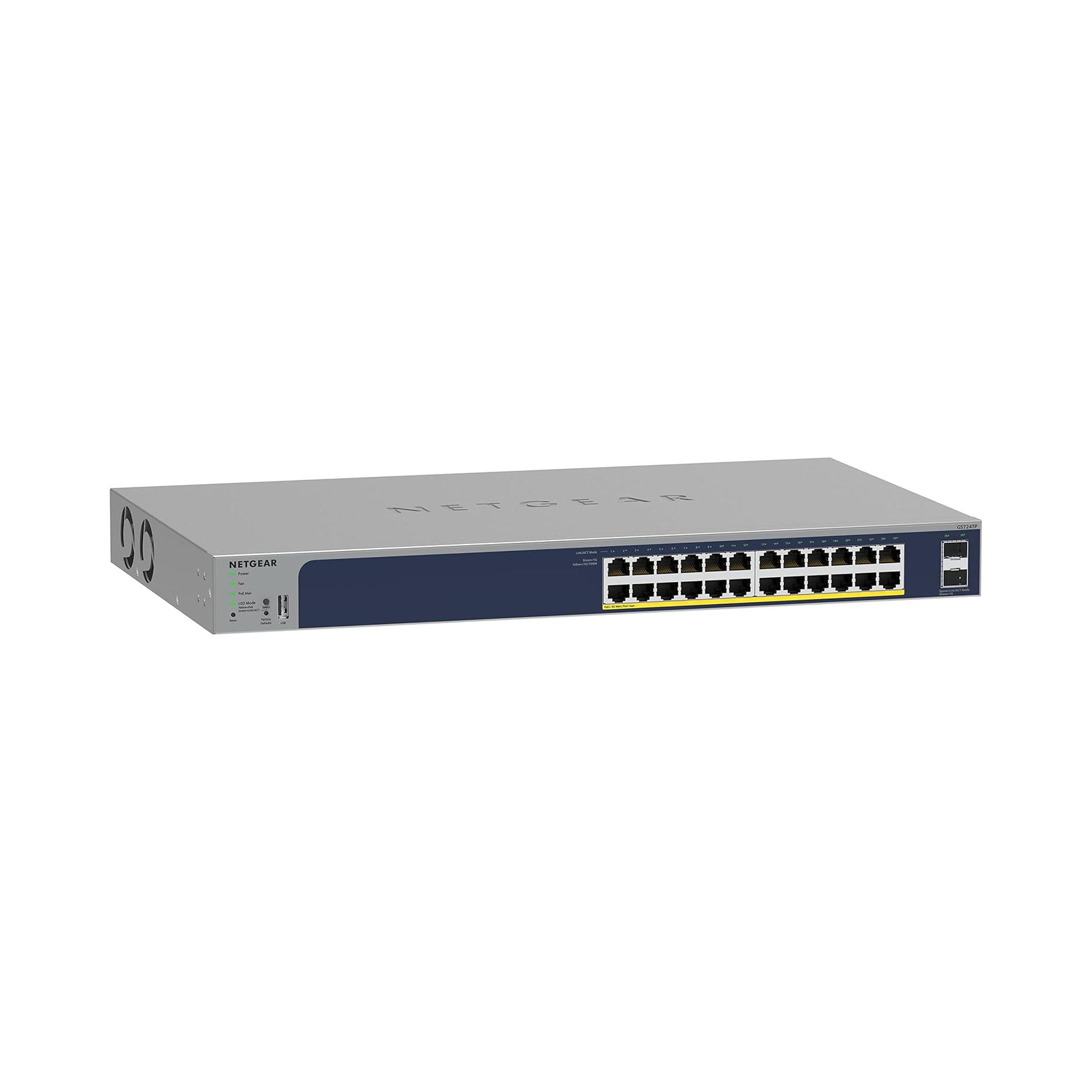 NETGEAR (GS724TP V3) Smart switch Ethernet PoE Web Manageable 26 ports ...
